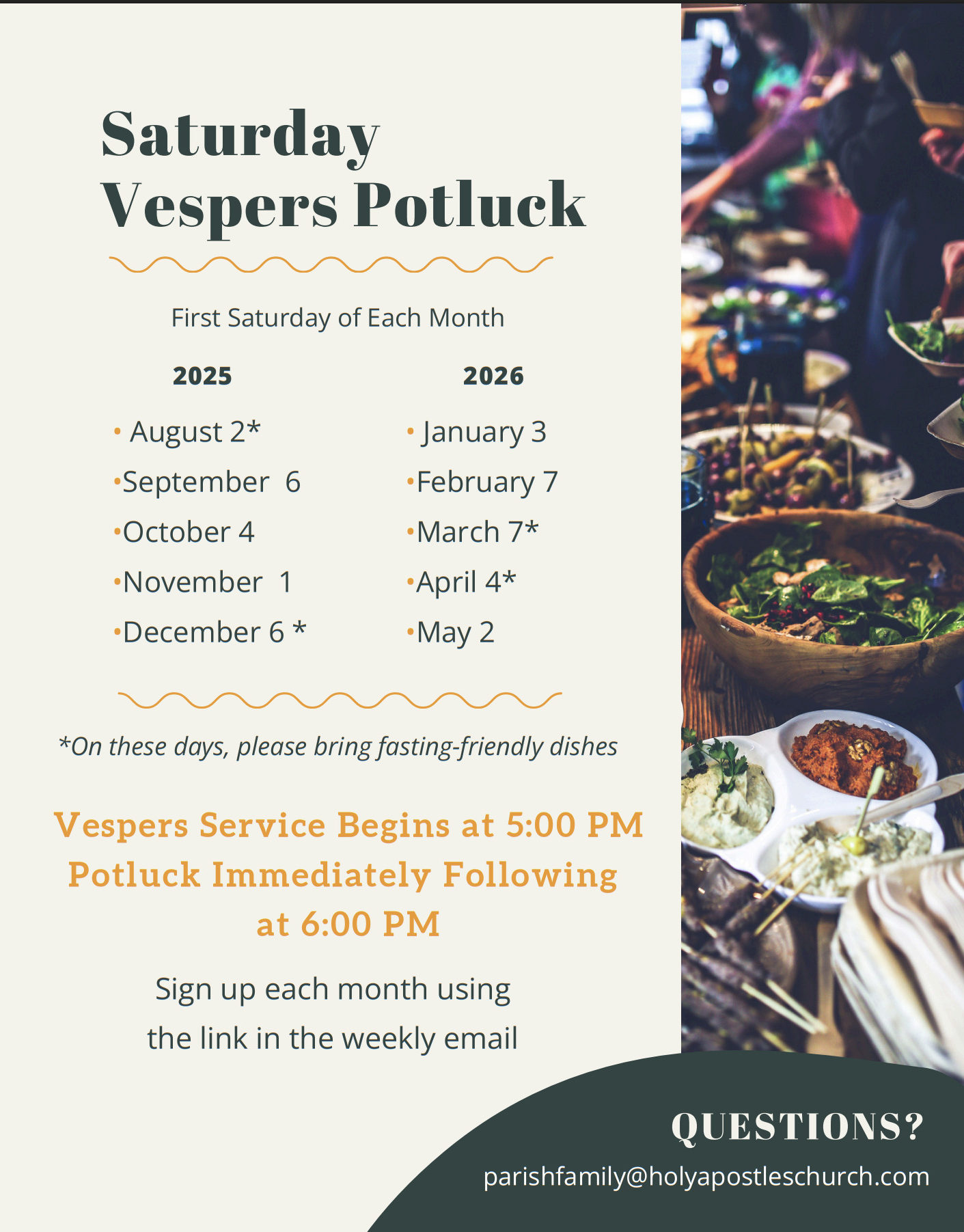 Vespers Potluck 2025-2026 – Holy Apostles Greek Orthodox Church
